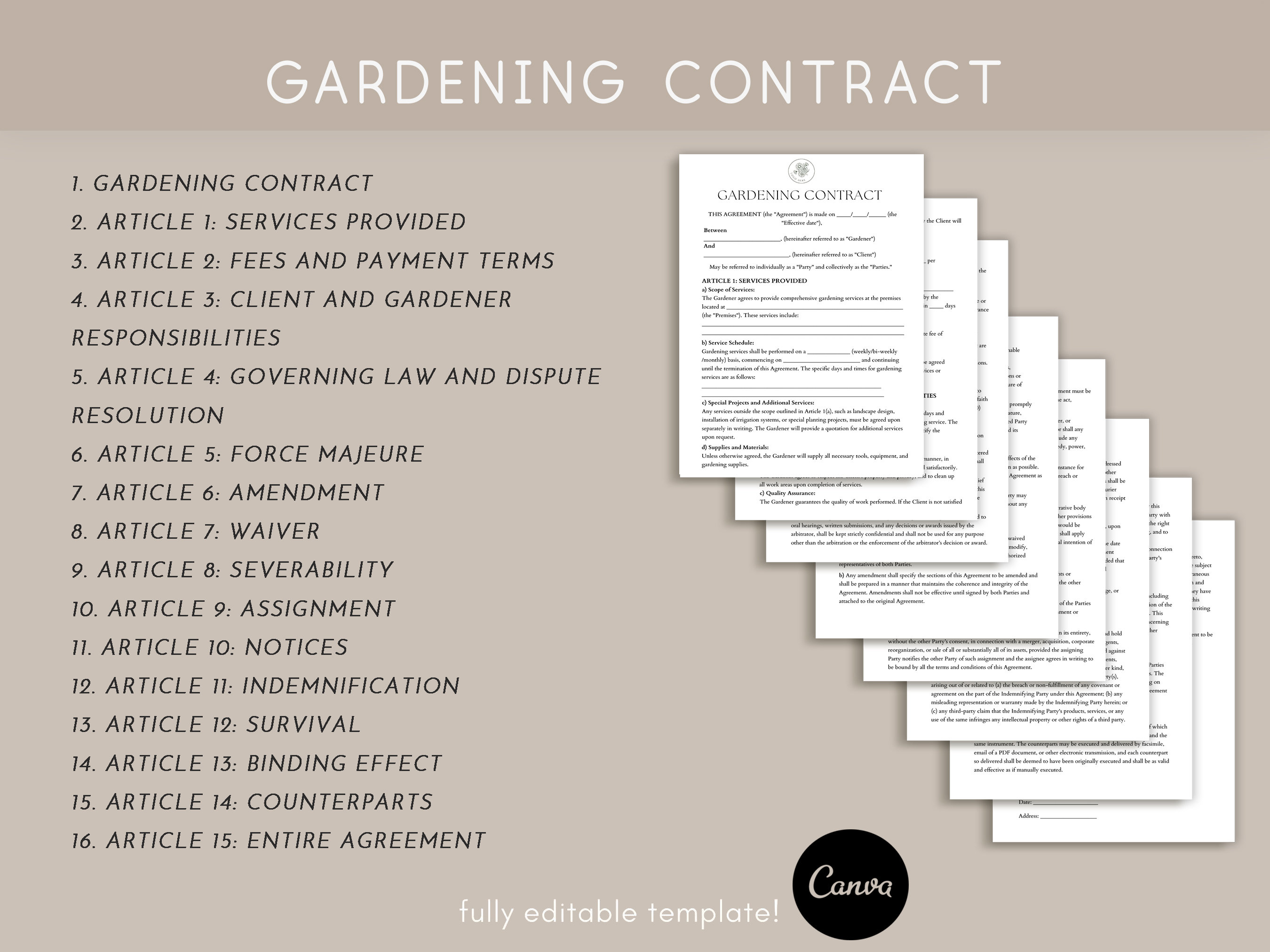 Gardening Contract Template, Garden Maintenance Contract, Landscaping ...