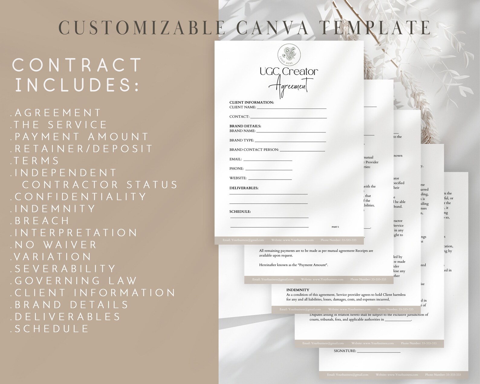 Editable UGC Creator Contract Template, User Generated Content, UGC ...