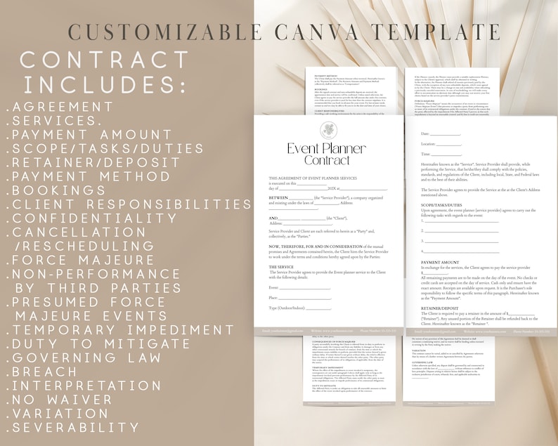Editable Event Planner Contract Template, Event Planning Agreement ...