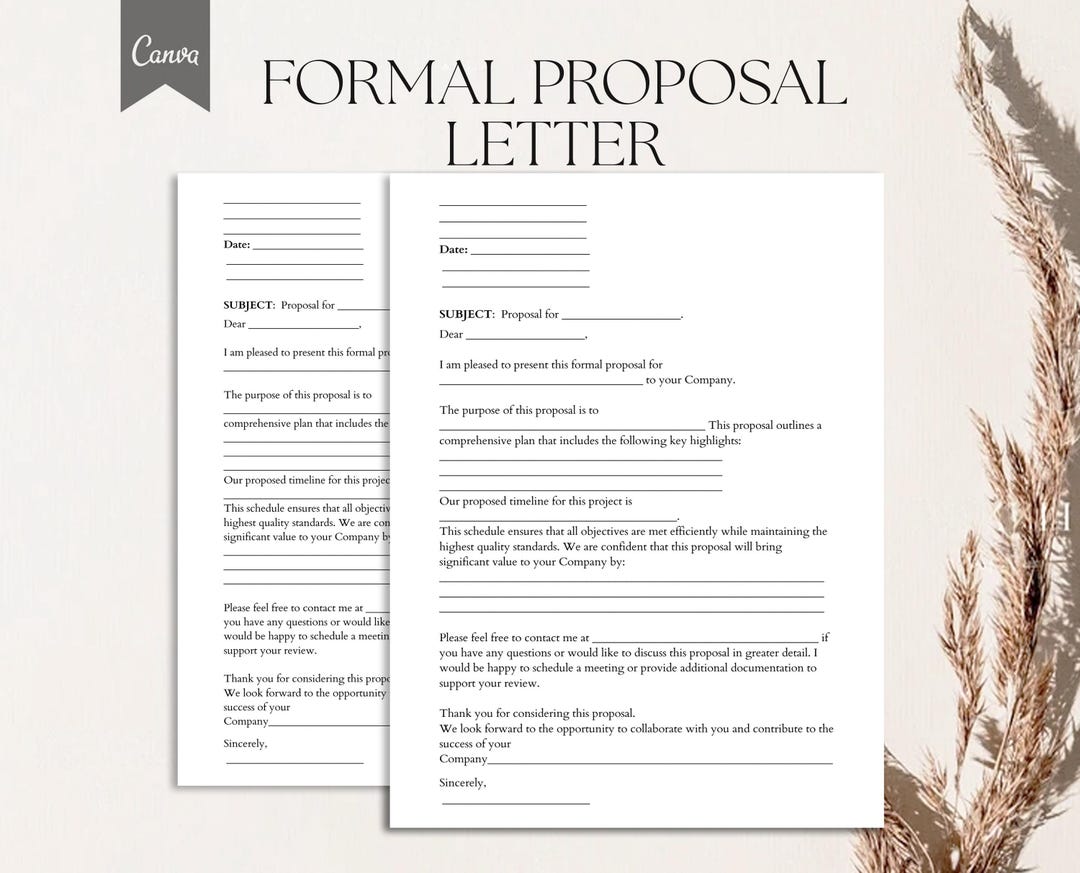 Formal Proposal Letter Template, PDF, Canva - Etsy