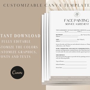 Face Painting Contract Agreement ,face Painters Client Event Kit, Face ...