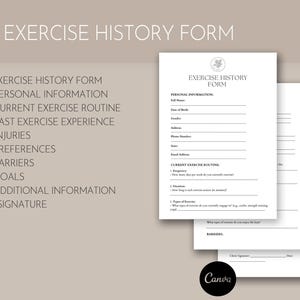 Exercise History Form Template, Pdf, Canva - Etsy