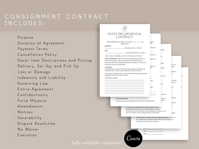 Event Rental Agreement, Event Decorating Services Contract Template, Wedding Decorating ...