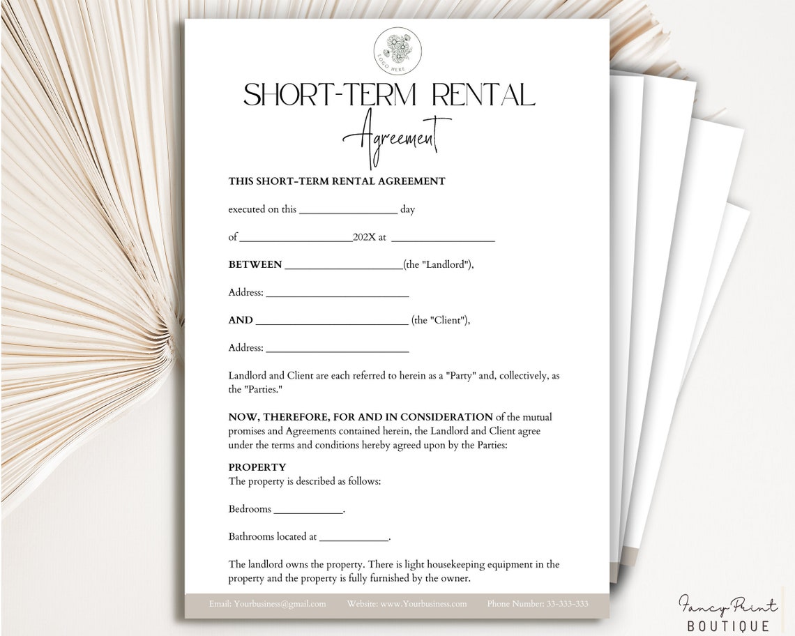 Editable Short Term Rental Agreement Template, Short Term Lease ...