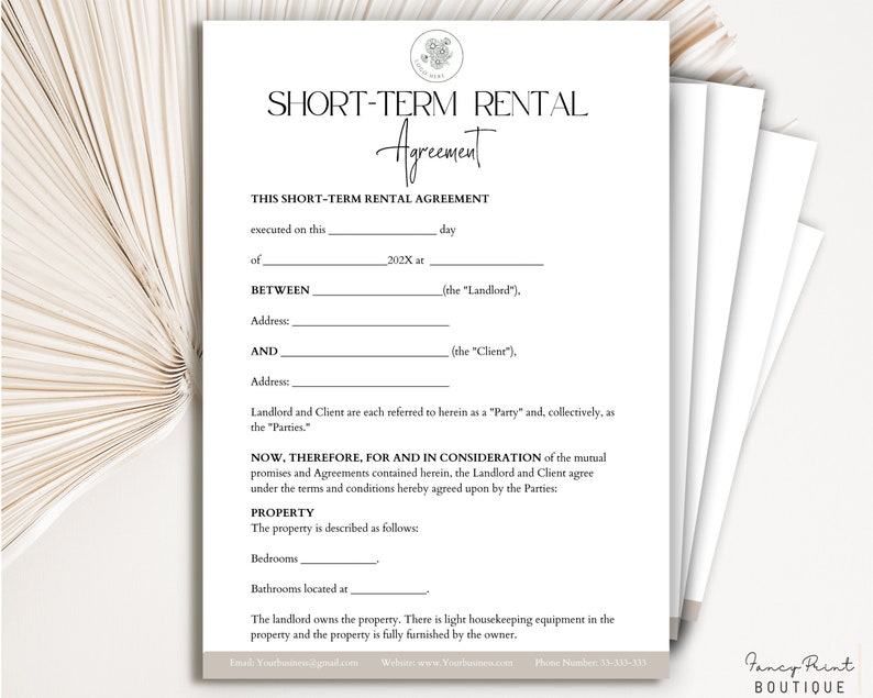 Editable Short Term Rental Agreement Template, Short Term Lease ...