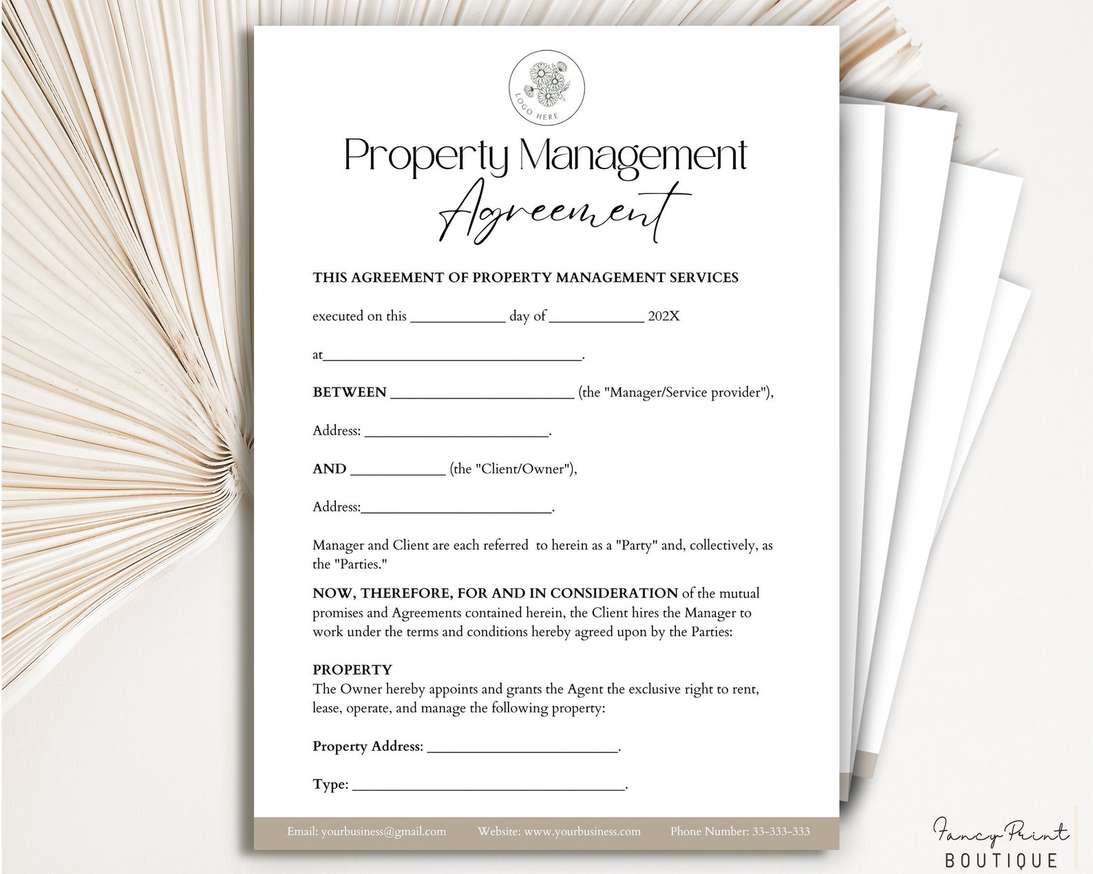 Editable Property Management Agreement, Property Management Services ...