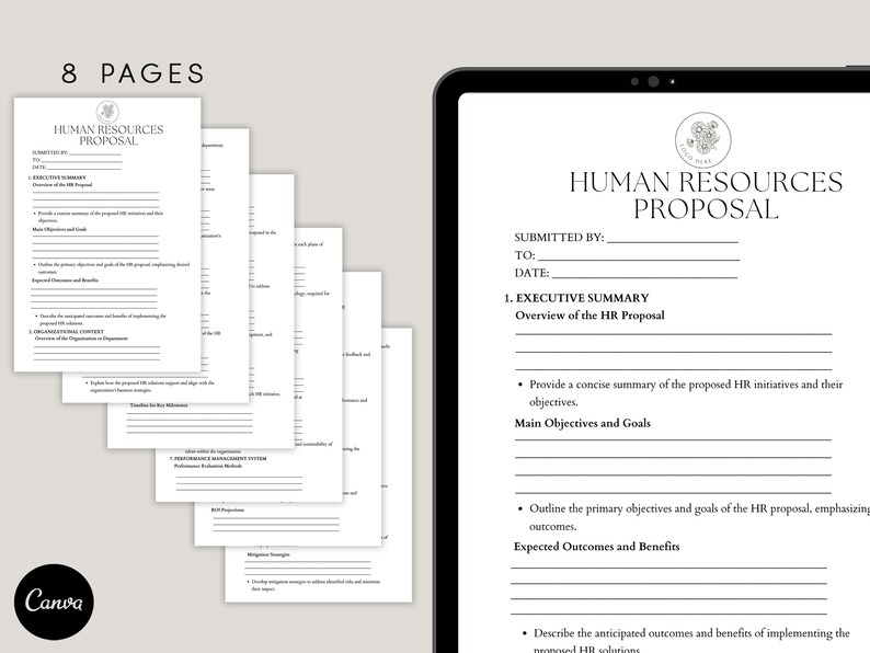 Human Resources Proposal Template, HR Proposal Form Pdf, Canva - Etsy