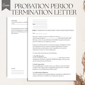 Probation Period Termination Letter Template, PDF, Canva - Etsy