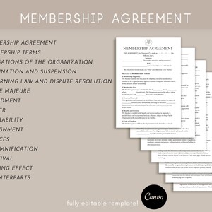 Membership Agreement Template, Membership Terms and Conditions Form ...