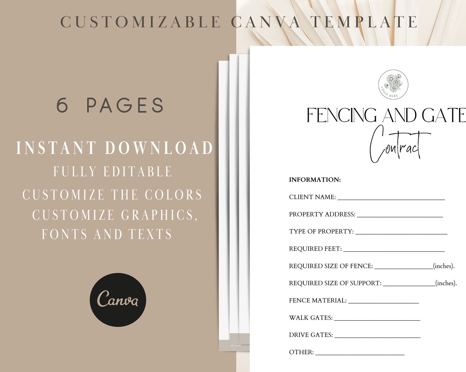 Fencing Contract Template, Fencing and Gates Install Agreement, Fencing ...