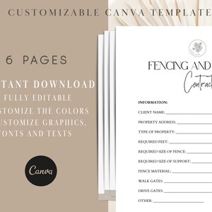 Fencing Contract Template, Fencing and Gates Install Agreement, Fencing ...