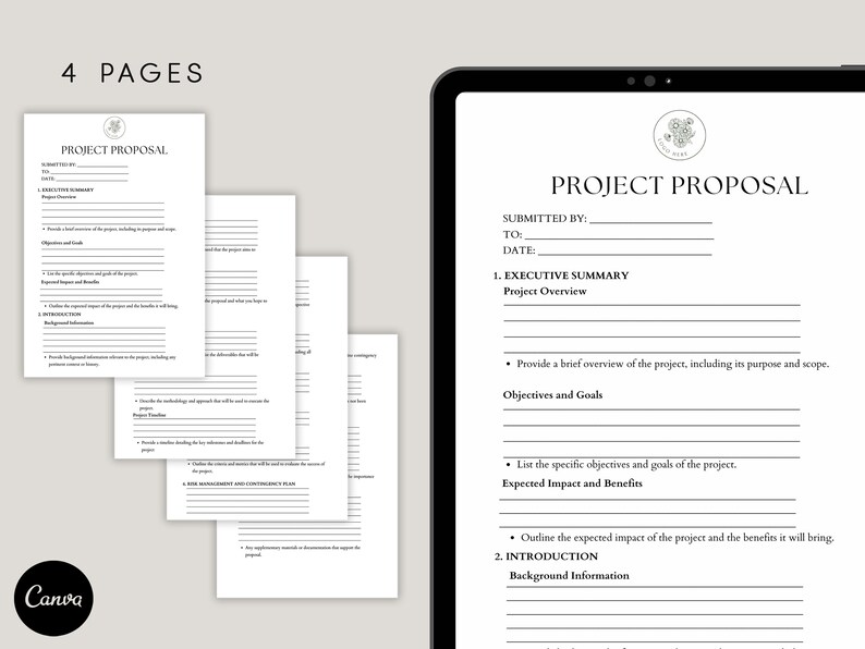Project Proposal Template, Form Pdf, Canva - Etsy Australia