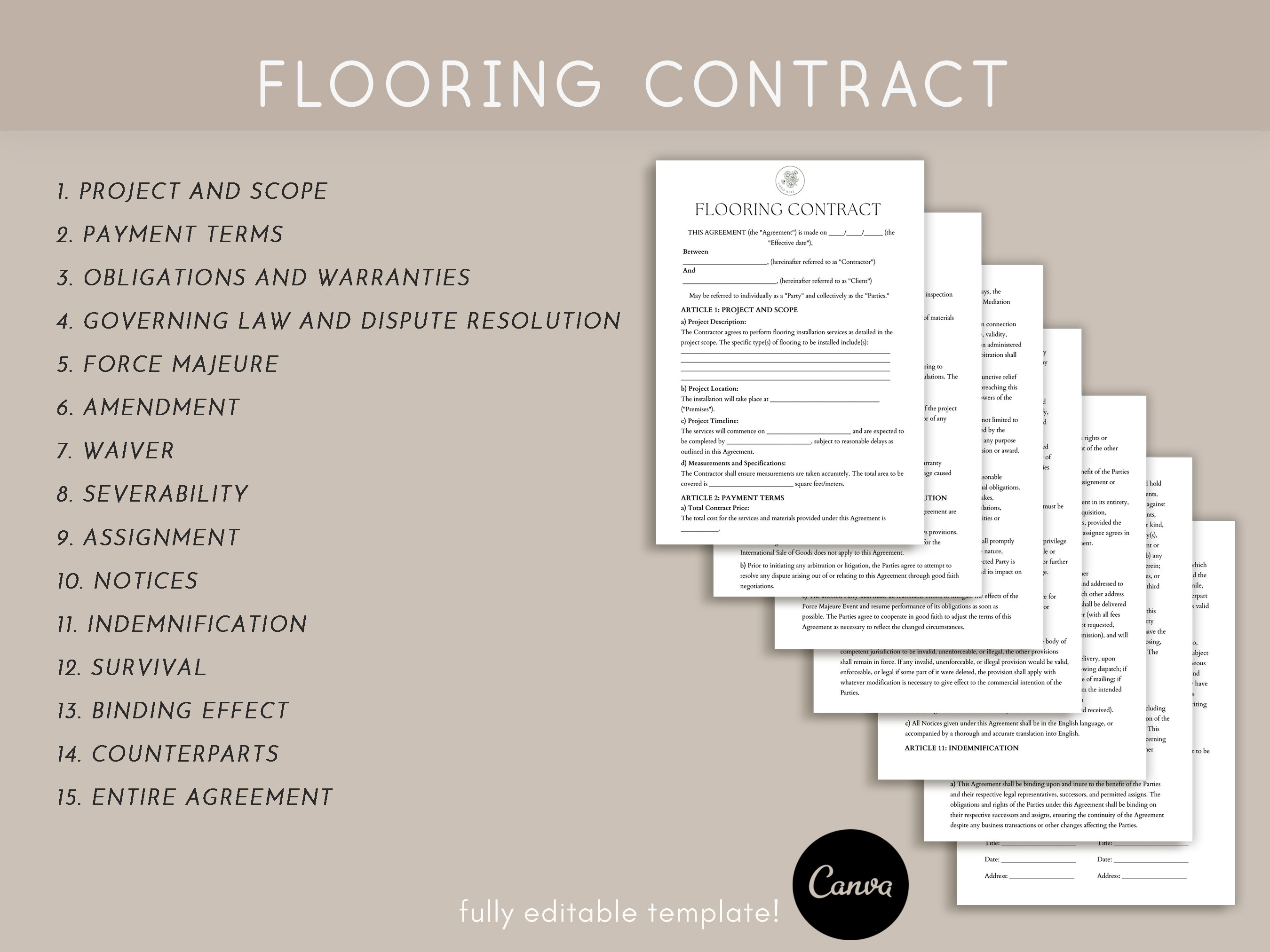 Flooring Contract Template, Flooring Installation Agreement, Flooring ...