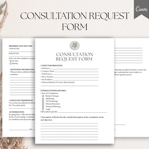 Consultation Request Form Template, Pdf, Canva - Etsy