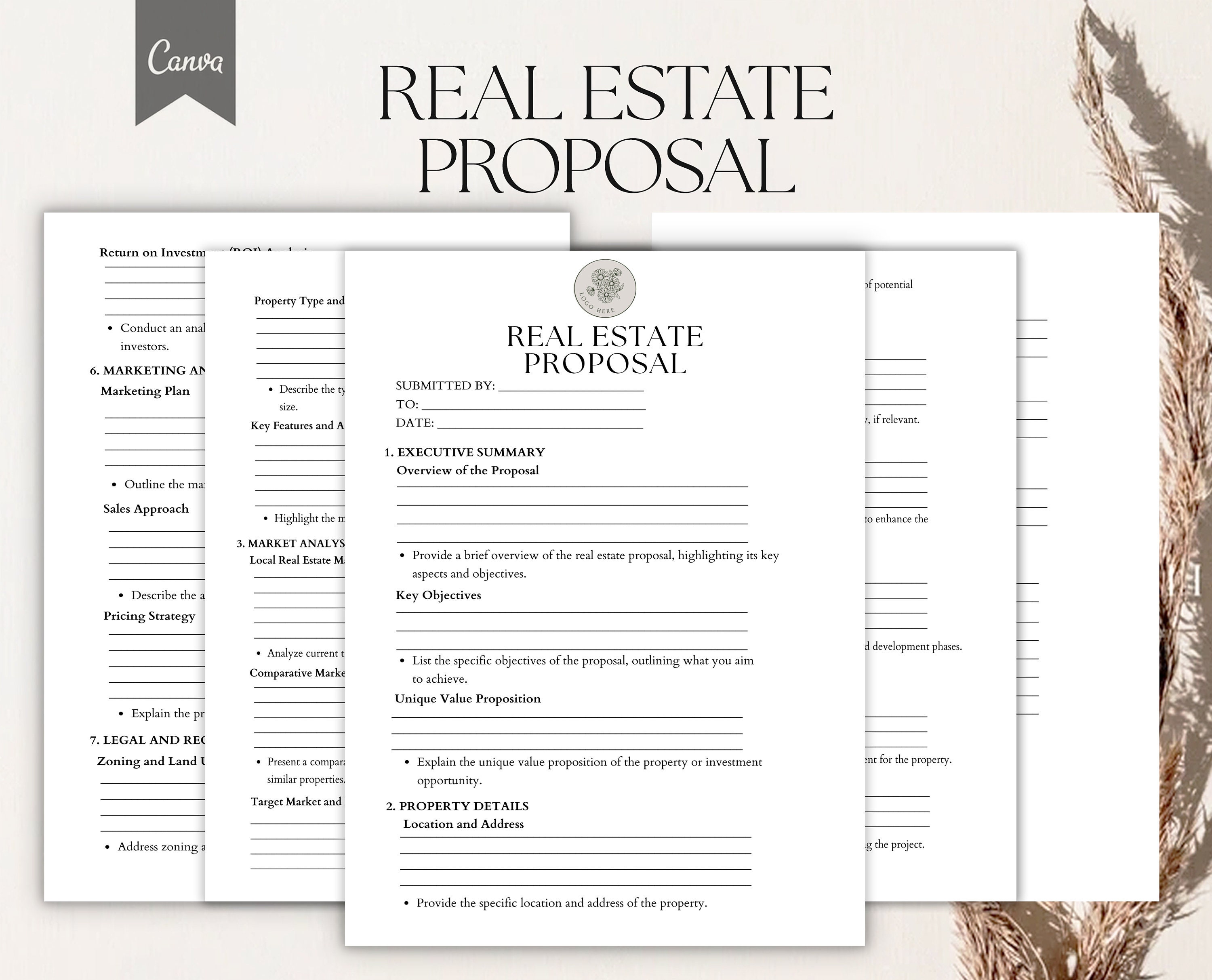 Real Estate Proposal Template, Real Estate Forms, Pdf, Canva - Etsy