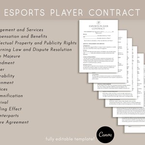 Esports Player Contract Template, Professional Gamer Contract, Pro ...