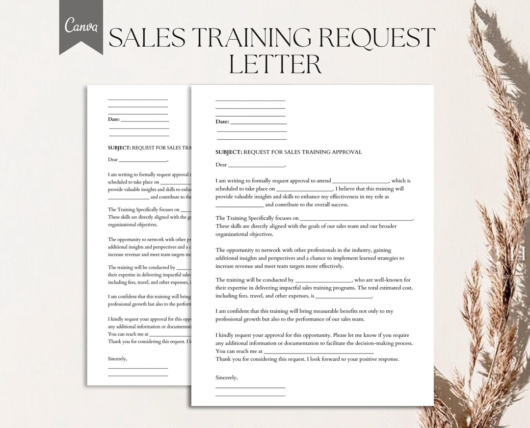 Sales Training Request Letter Template, PDF, Canva - Etsy