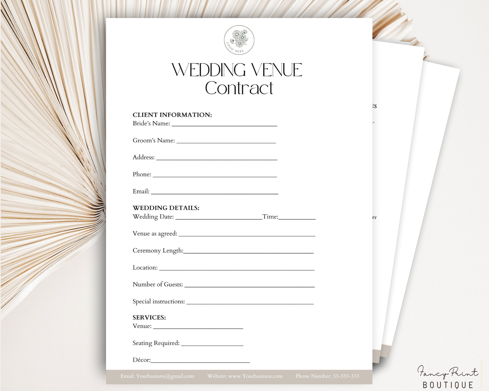 Wedding Venue Contract, Wedding Rental Venue Templates, Event Venue ...