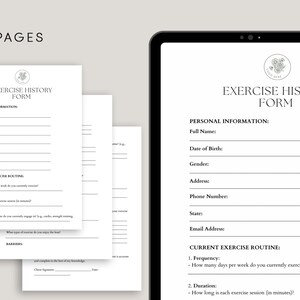 Exercise History Form Template, Pdf, Canva - Etsy