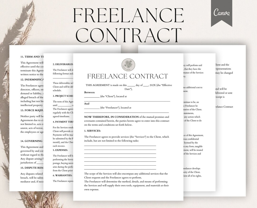 Freelance Contract Template, Editable Contract for Freelancers ...
