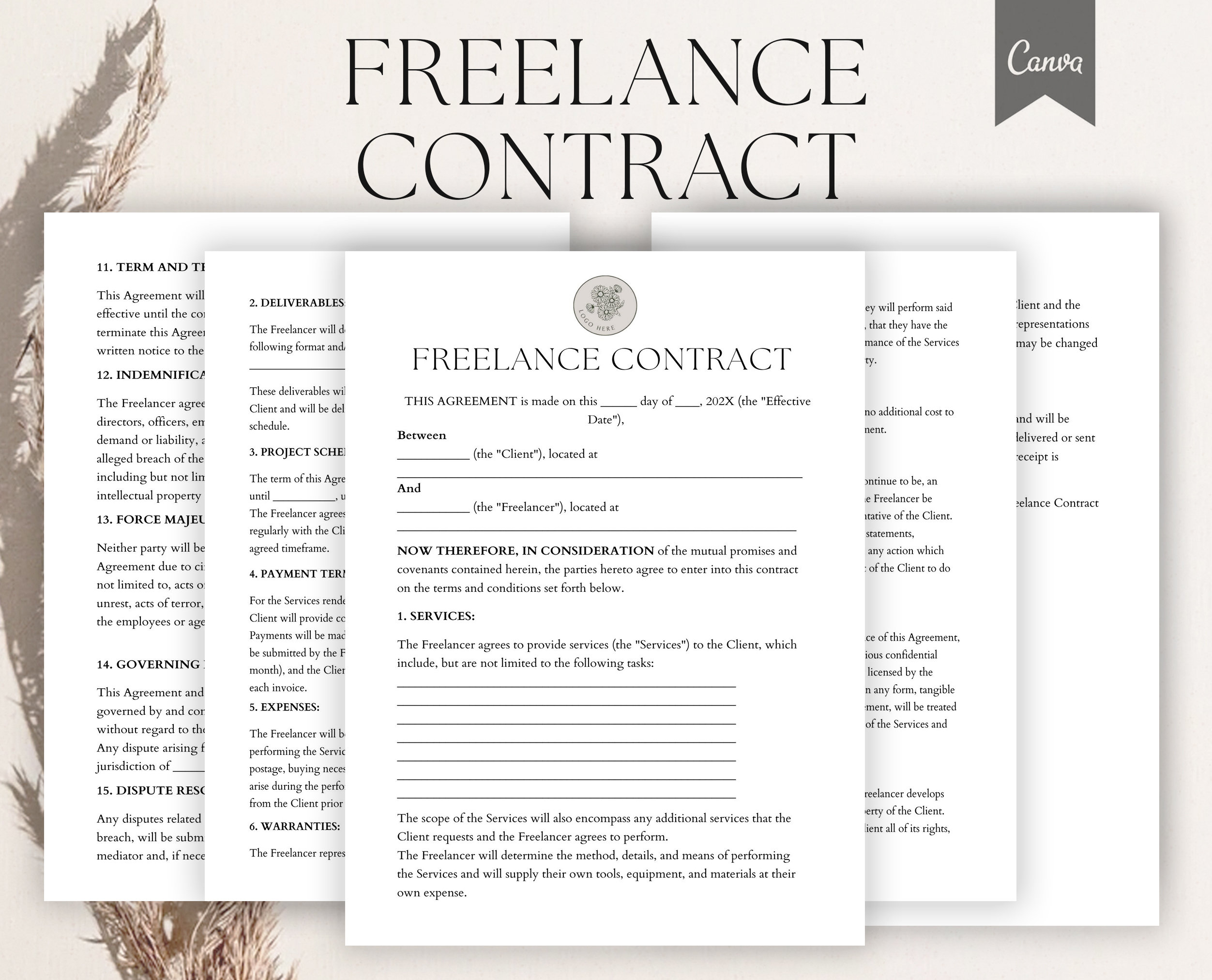 Freelance Contract Template, Editable Contract for Freelancers ...