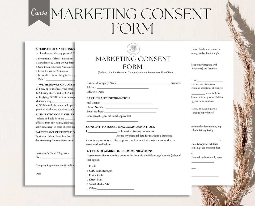 Marketing Consent Form Template, Marketing Authorization Form, PDF ...