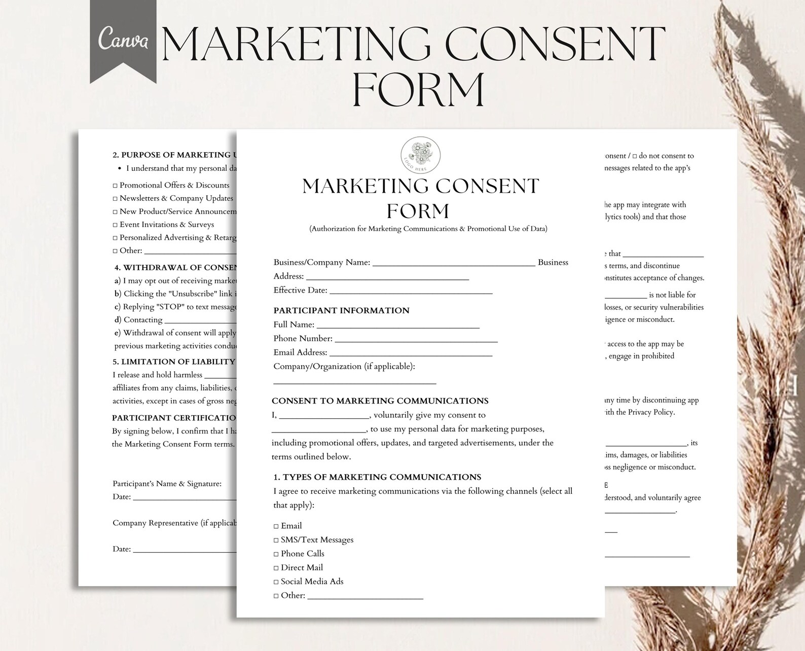 Marketing Consent Form Template, Marketing Authorization Form, PDF ...