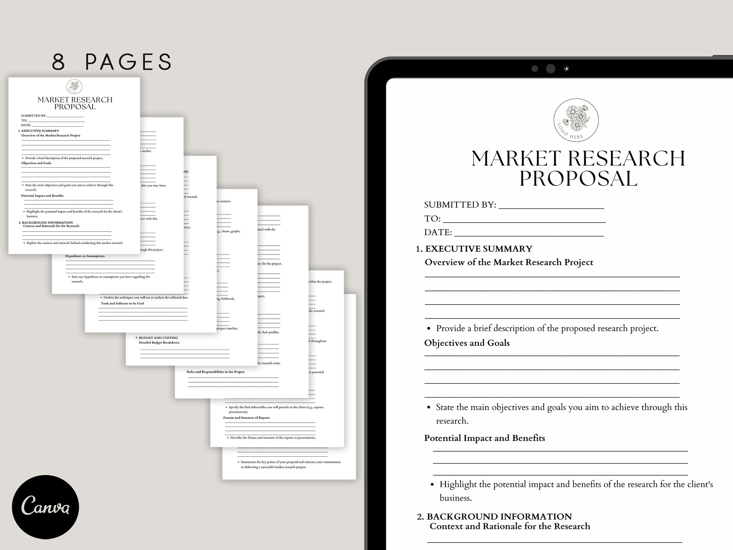 Market Research Proposal Template, Market Analysis Proposal Form Pdf ...