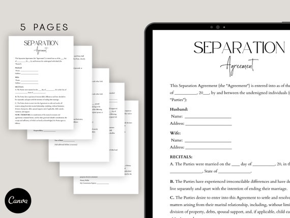 Legal Separation Agreement Template