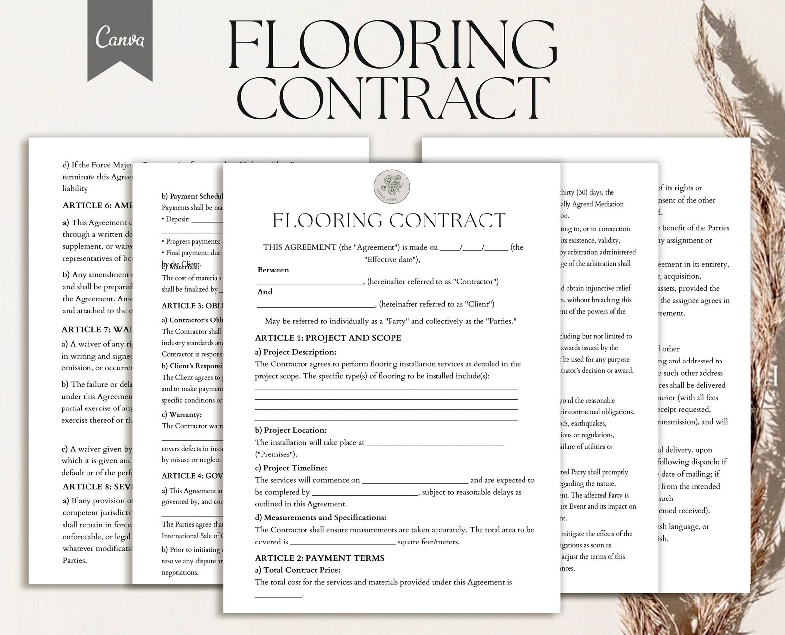 Flooring Contract Template, Flooring Installation Agreement, Flooring ...