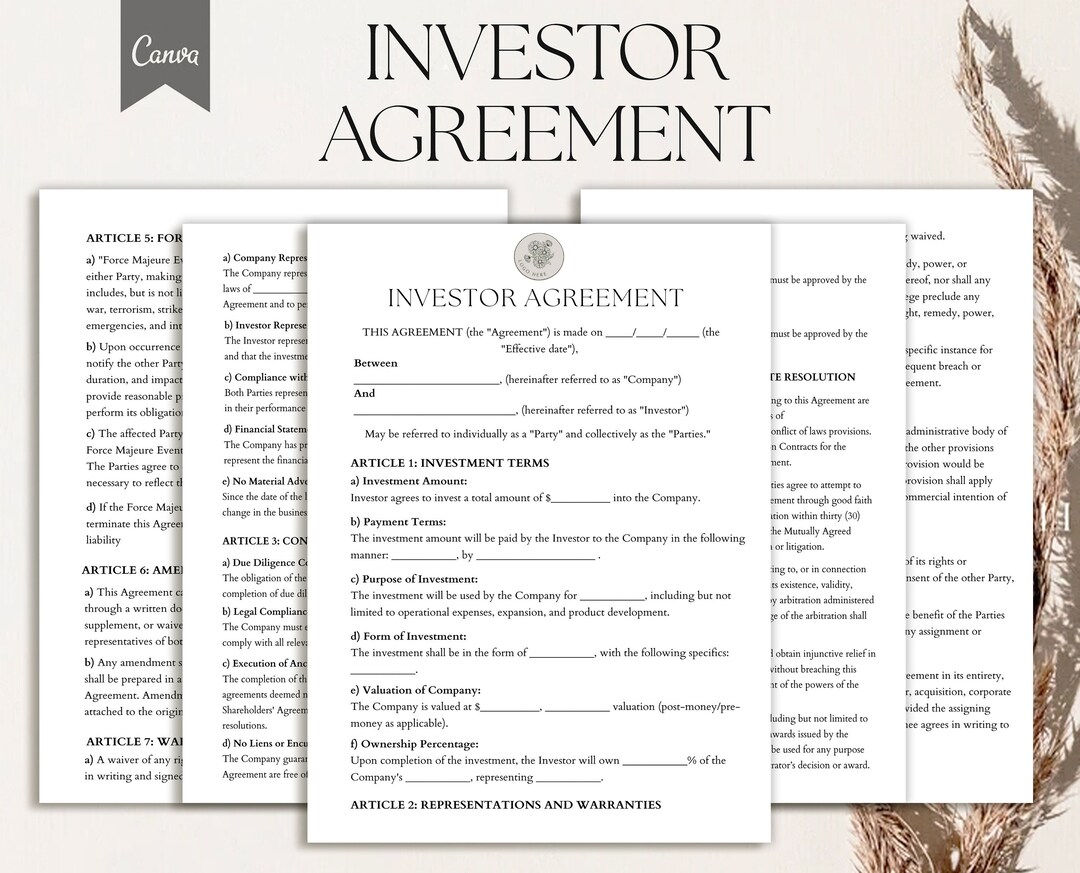 Investor Agreement Template, Equity Investment Contract, Investor ...