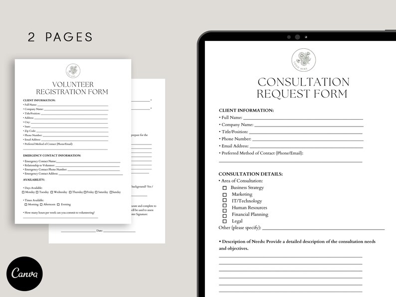 Consultation Request Form Template, Pdf, Canva - Etsy