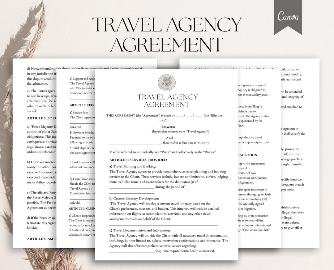 Travel Agency Agreement, Travel Service Contract, Tour and Travel ...
