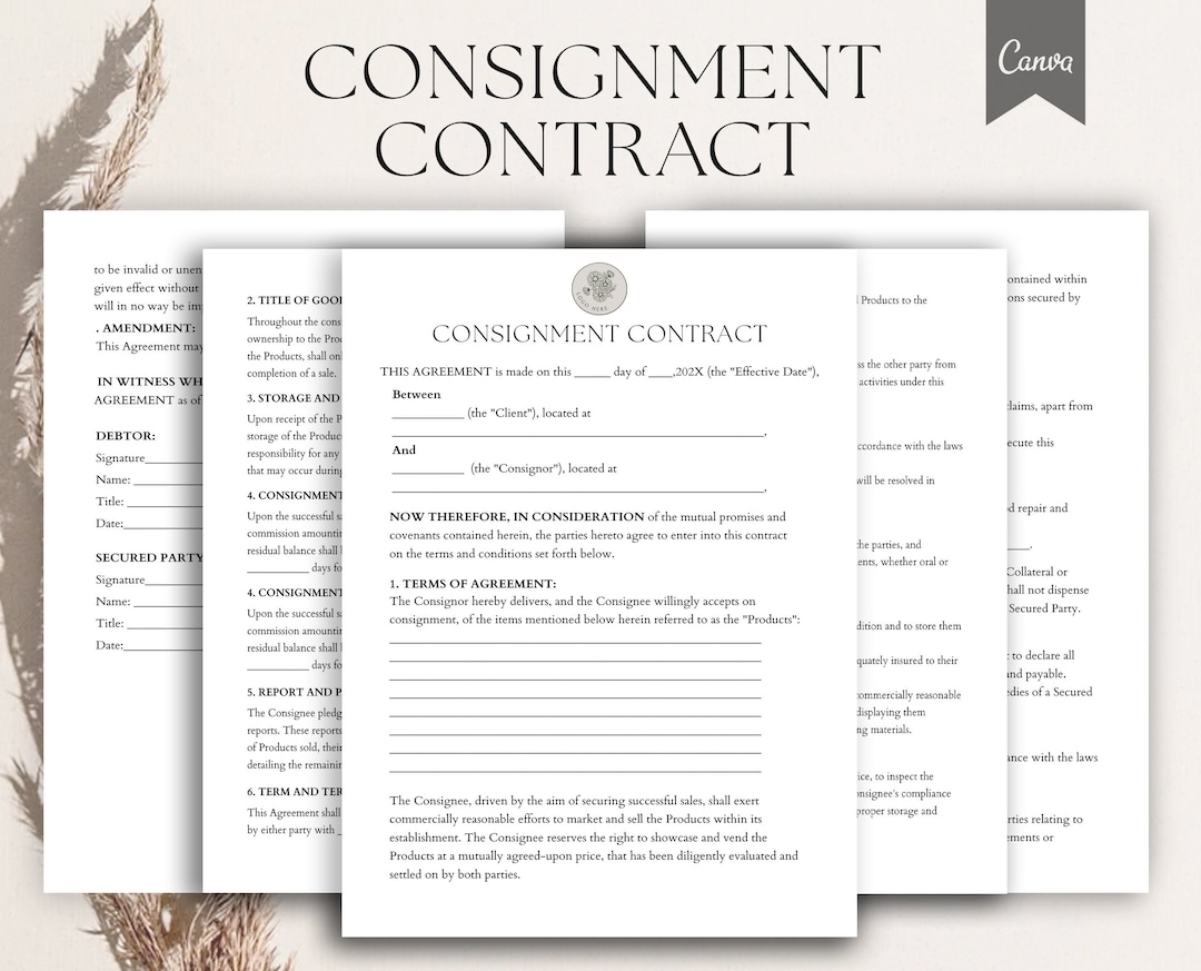 Editable Consignment Contract, Product Consignment Contract ...
