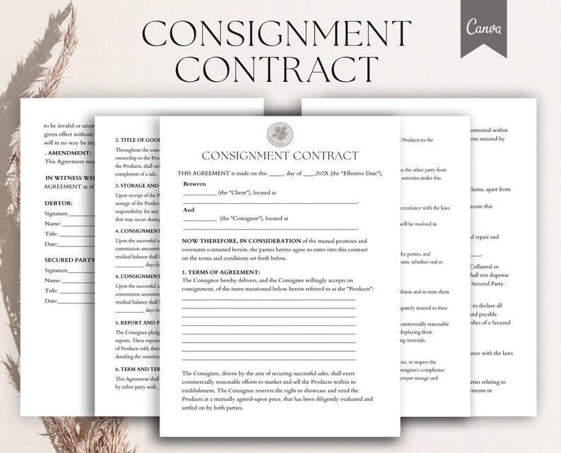 Editable Consignment Contract, Product Consignment Contract ...