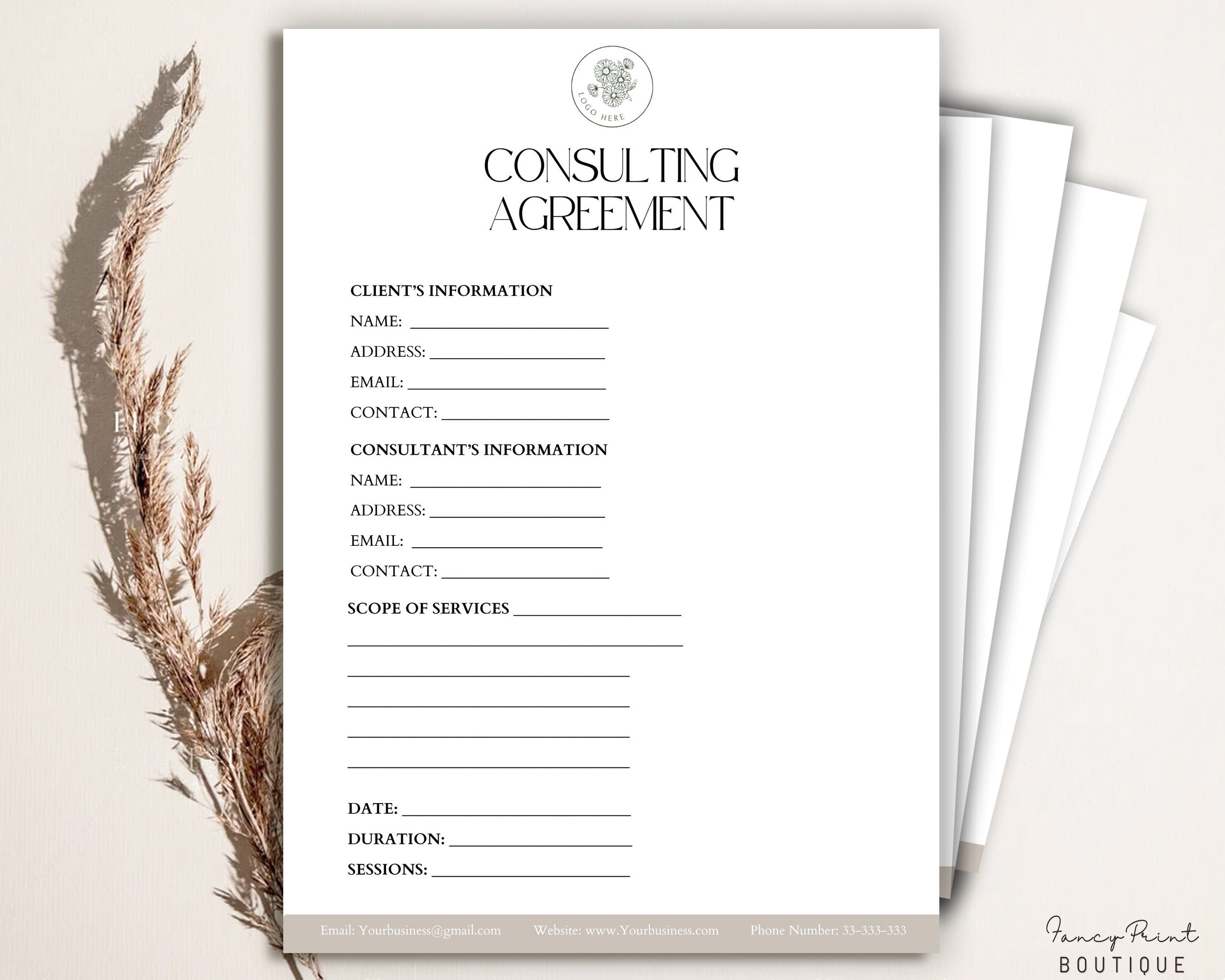 Consultant Contract Agreement Form ,editable Consulting Agreement ...
