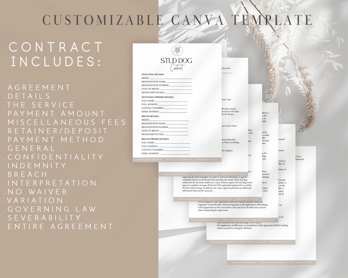 Stud Dog Contract, Breeding Contract for Stud Dog Services ,stud Dog ...