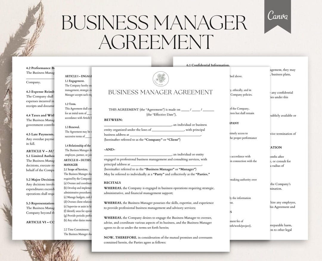 Business Manager Agreement Template, Management Contract and Consulting ...
