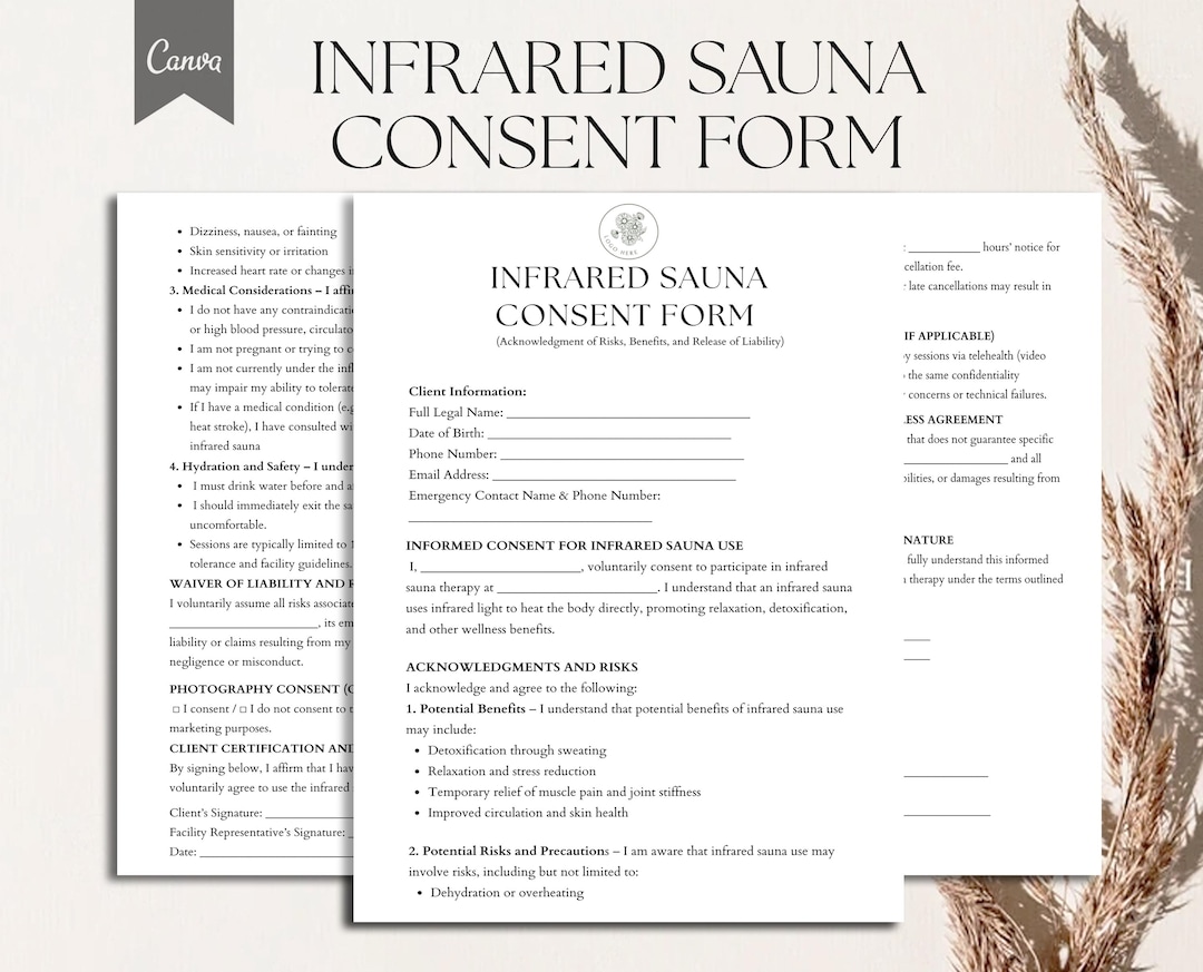 Infrared Sauna Consent Form Template, Infrared Sauna Waiver and Release ...