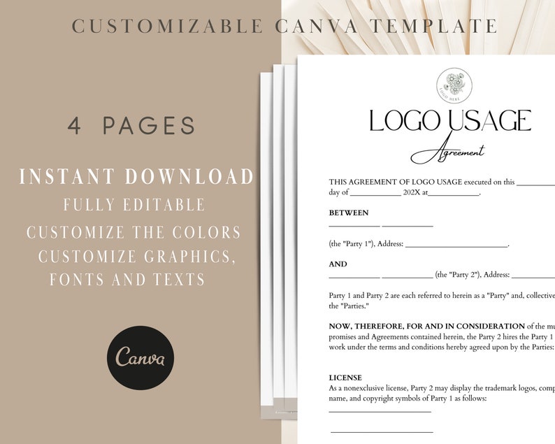 Logo Design Contract Template, Agreement for Use of Logoname,graphic ...