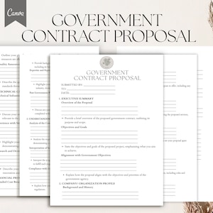 Government Contract Proposal, Template Form, Pdf, Canva - Etsy
