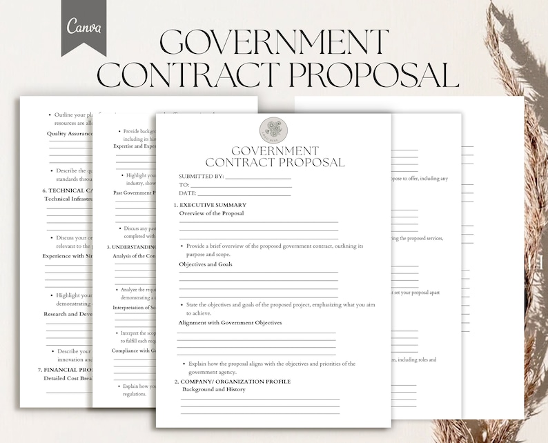 Government Contract Proposal, Template Form, Pdf, Canva - Etsy