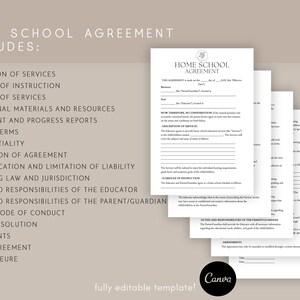 Editable Homeschool Agreement, Home Education Agreement Template ...
