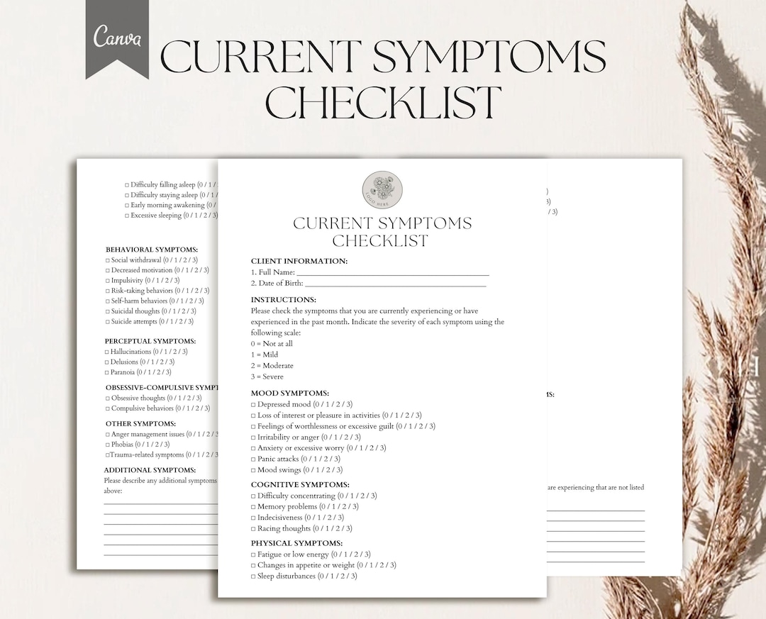 Current Symptoms Checklist Form Template , PDF, Canva - Etsy