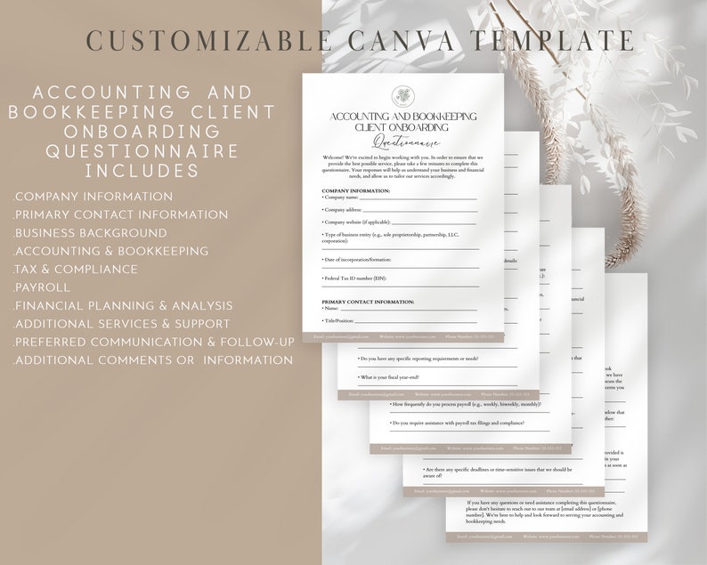 Editable Accounting and Bookkeeping Client Onboarding Questionnaire ...
