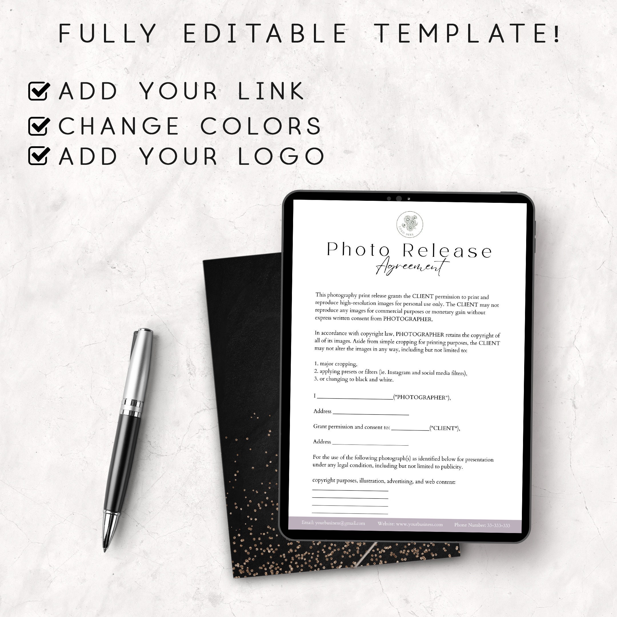 Professional Photography Print Release Agreement Template, Photo Print ...