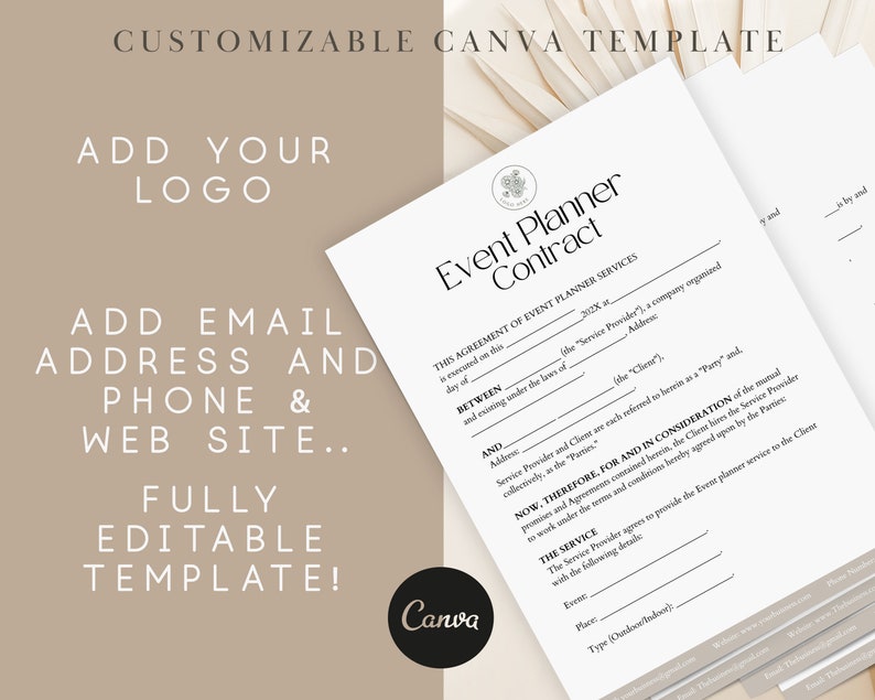 Editable Event Planner Contract Template Event Planning Etsy