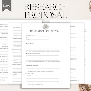 Research Proposal Template, Form Pdf, Canva - Etsy