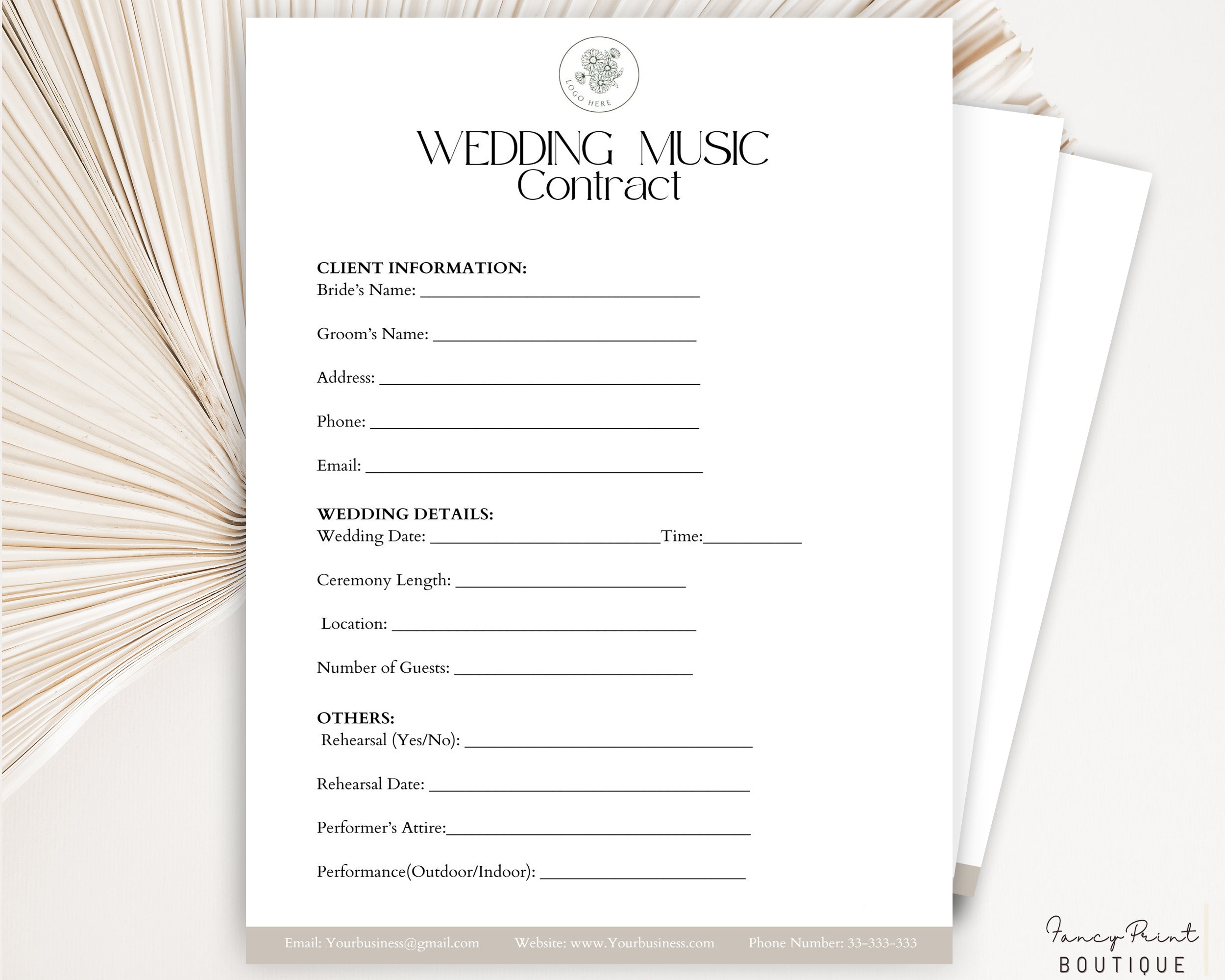 Wedding Music Services Agreement Template, Wedding Music Contract ...