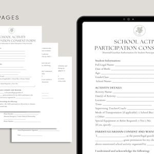 School Activity Participation Consent Form Template, PDF, Canva - Etsy
